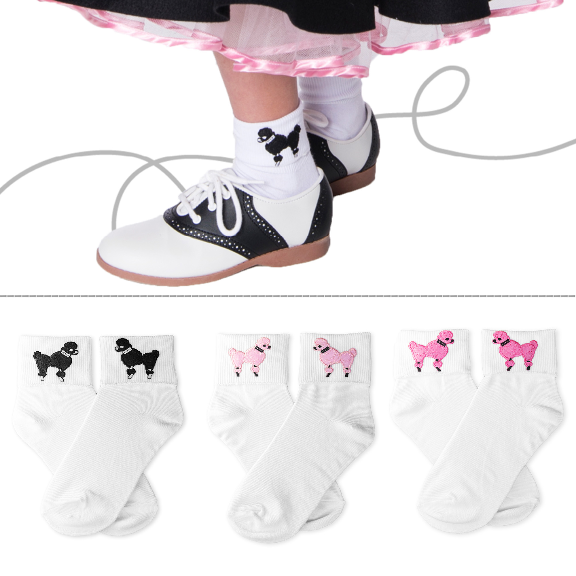 Hip Hop 50's Shop | Child - 50's Bobby Socks w/ Poodle