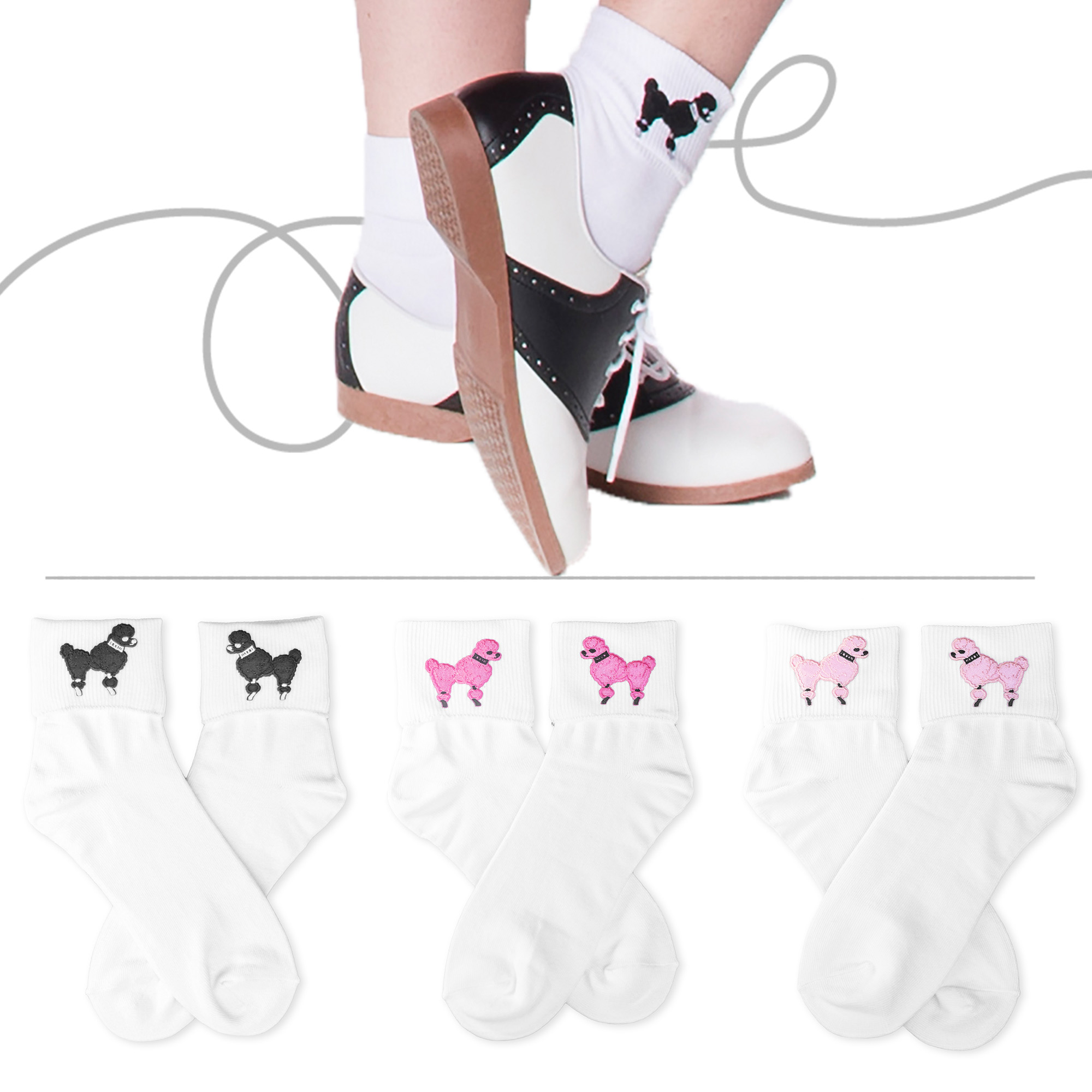 Hip Hop 50's Shop | Adult - 50's Bobby Socks w/ Poodle